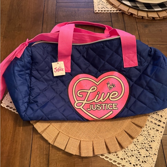 Justice | Bags | Justice Quilted Travel Bag In Blue And Pink | Poshmark